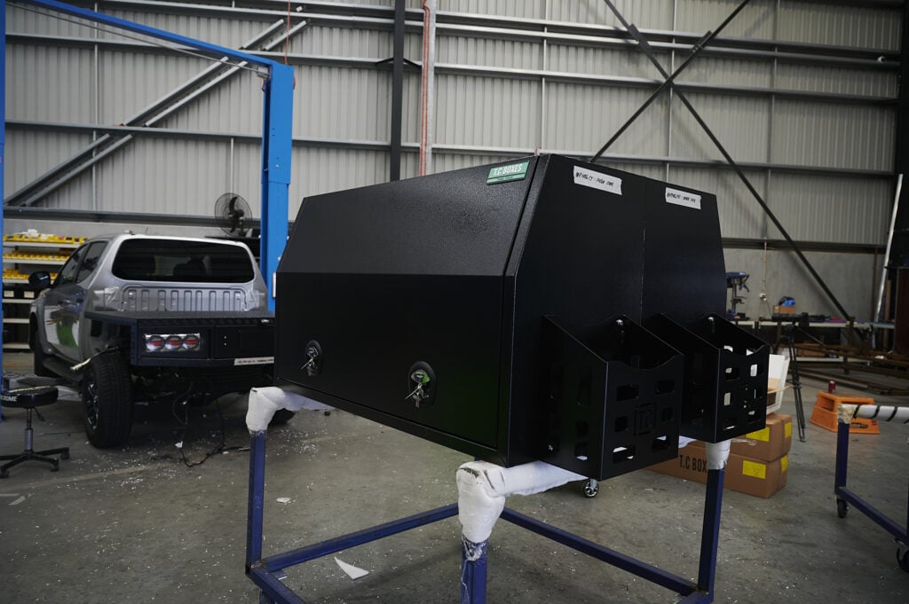 Triton tradie ute build: TC Boxes tray and toolbox installed
