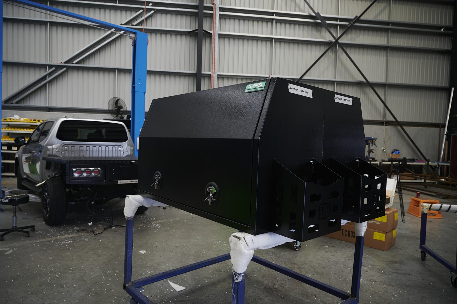 Triton tradie ute build: TC Boxes tray and toolbox installed