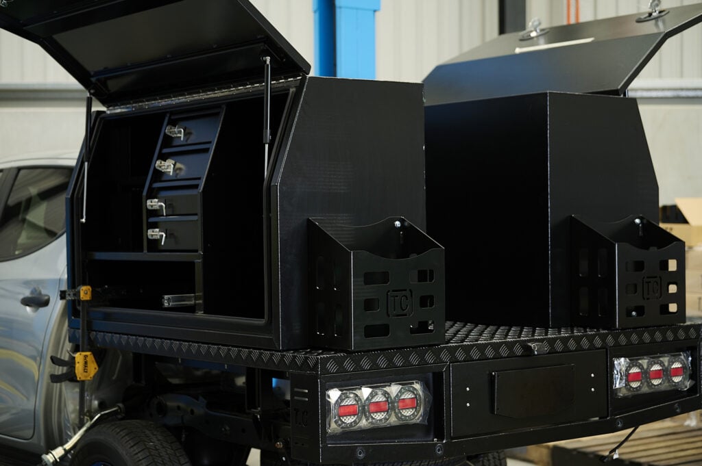 Triton tradie ute build: TC Boxes tray and toolbox installed